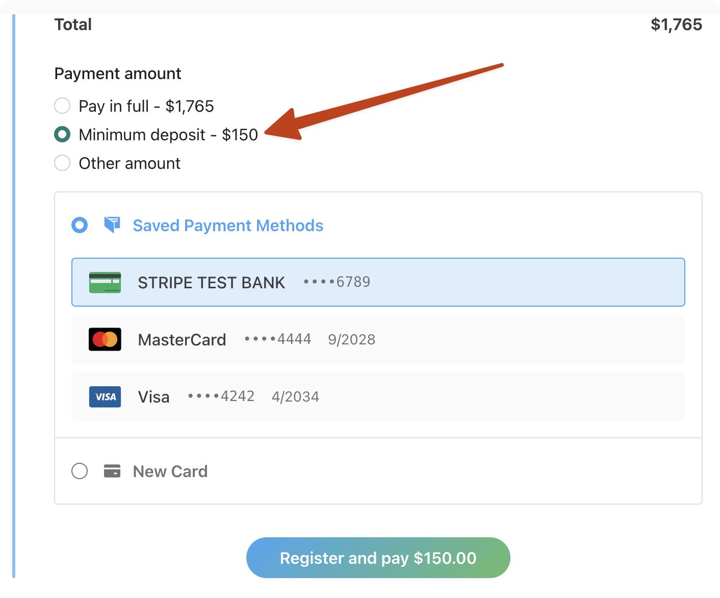 Partial payments – Registrations